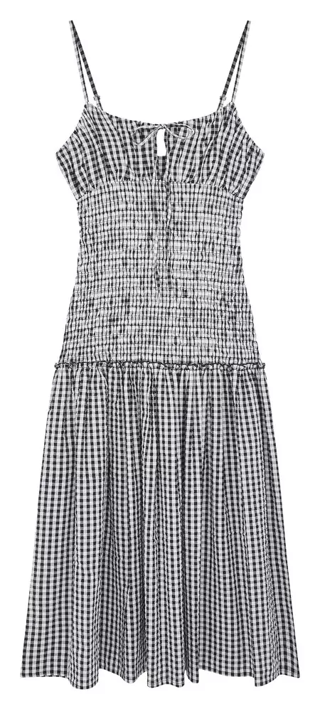 Asos Design Ruched Bust Cami Midi Sundress with Shired Wast In Cotton Poplinin Gingham Gbp35