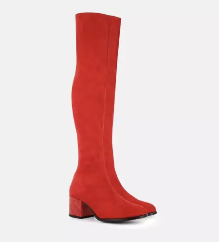 Stivali Cuple Da Donna In Camoscio Elastico Rosso