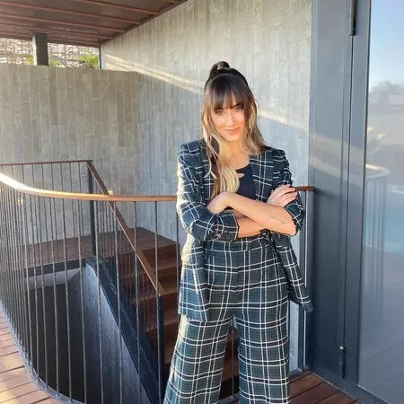 Aitana Ocana Checked Suit Cropped Top 03