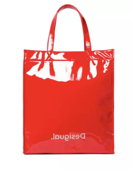 Bolso shopper grande de Desigual Forever Young Norwich en vermello con efecto charol