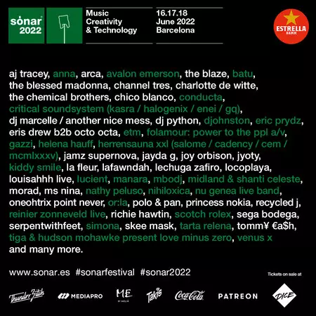 Poster Sonar 2022 Barcelona Hulyo