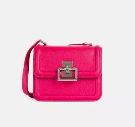 Mini Villa Fukszia bőr Crossbody táska hajtókával