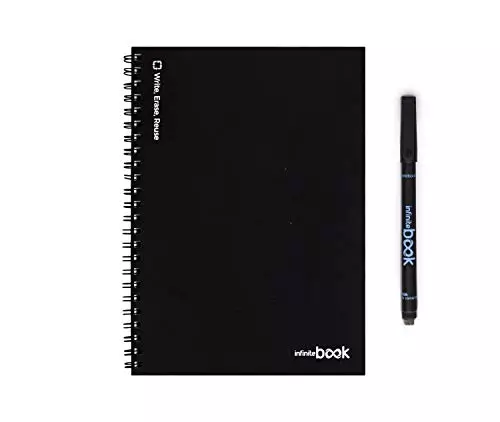 InfiniteBook (By EcoBook) - Quaderno riutilizzabile (A5, normale, include penna nera), nero