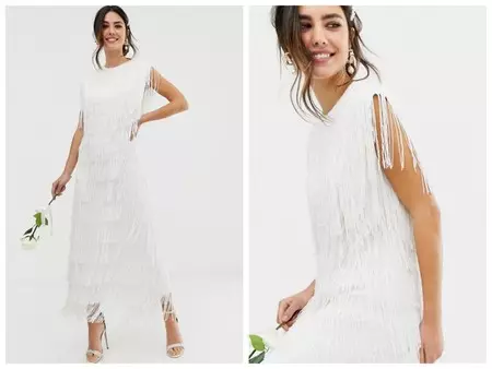 குறைந்த விலை திருமண ஆடை Asos Fringes