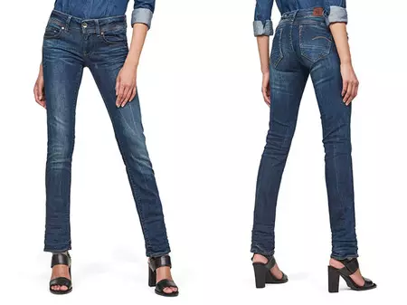 G Star Raw Midge Saddle Mid Waist Straight Jeans Para sa mga Babaye