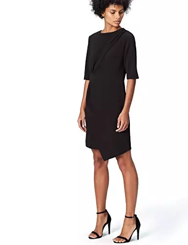 FIND Women's Draped Dress, Black (Schwarz), 36 (Manufacturer Size: X-Small)