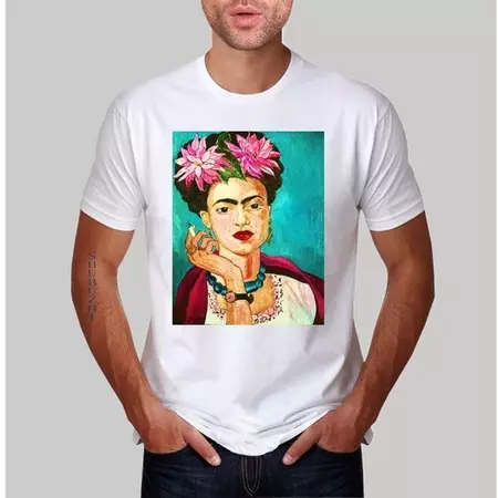 Nový příchod Módní Pánské tričko Design Umění Kouření Tričko Frida Kahlo Jpg 640x640