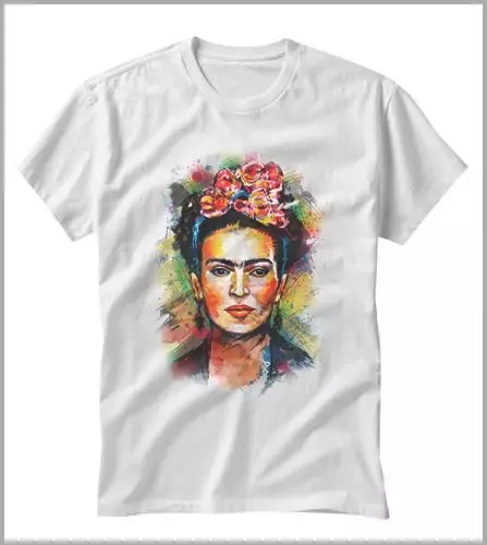 Frida Kahlo uniszex felnőtt póló, Bianco, L donna