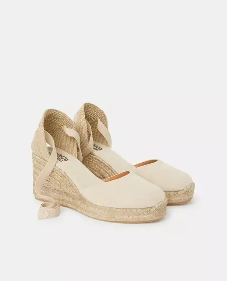 Damen Crib Espadrilles a Beige Cotton