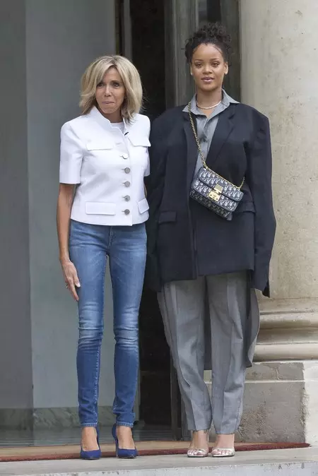 Rihanna brigitte macron paris saib styling ib pab tub rog