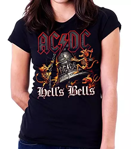 35mm - تي شيرت نسائي - ACDC - AC / DC - Hells Bells - تي شيرت نسائي - أسود - L