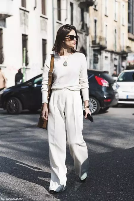 أسبوع الموضة في ميلانو خريف وشتاء 2015 أزياء الشارع Mfw Maria Duenas Jacobs White Outfit 790x1185