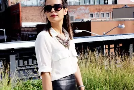 High Line New York Outfit Kožená sukňa Street Style Oxfords 11