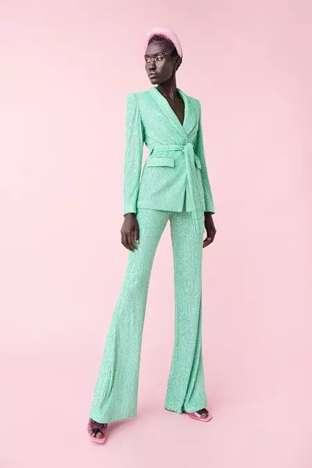 Aquamarine Sequin Palazzo uwe maka ndị ọbịa agbamakwụkwọ udo 2020